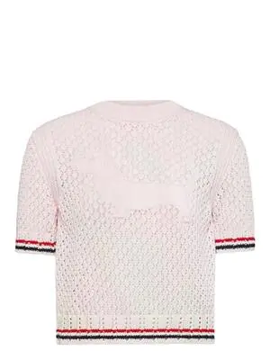 Thom Browne Pointelle-stitch T-shirt - Pink