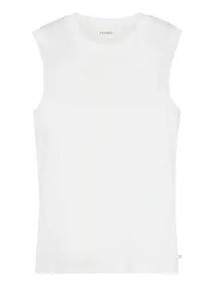 Closed Sleeveless Crewneck Top - White
