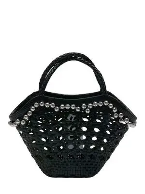 OSOI Lip Braided-handle Embellished Tote Bag - Black