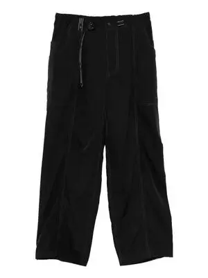 AND WANDER Drawstring-hem Wide-leg Trousers - Black