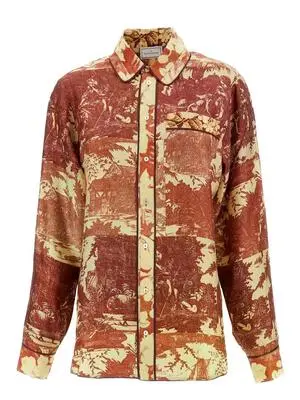 PIERRE-LOUIS MASCIA Abstract-print Shirt - Brown