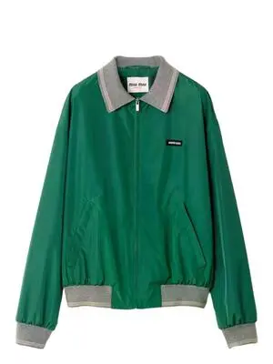 Miu Miu Ribbed-knit Zip Bomber Jacket - Green