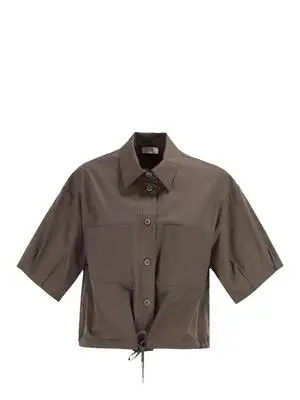 Peserico Short-sleeve Cropped Shirt - Brown