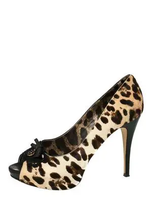 Dolce & Gabbana Leopard-print Peep-toe Pumps - Neutrals
