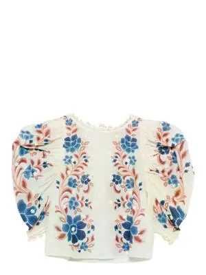 Farm Rio Floral Embroidered Blouse - Neutrals
