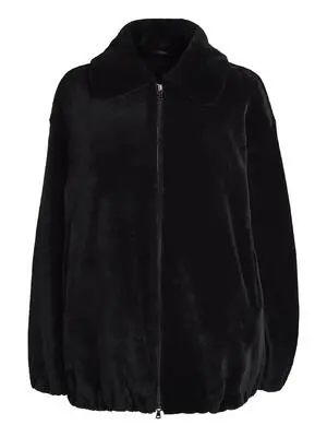 Nour Hammour Lambskin Shearling Bomber Jacket - Black