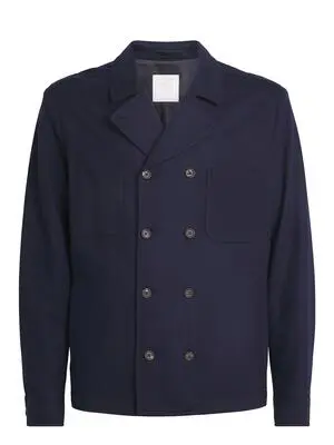 Eleventy Wool Pea Coat - Blue