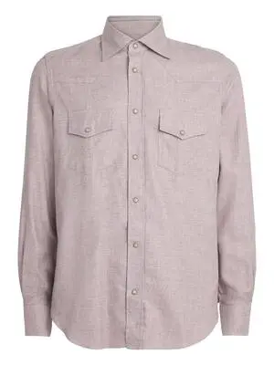 Eleventy Cotton-cashmere Texas Overshirt - Purple
