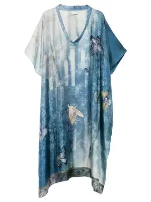 PIERRE-LOUIS MASCIA Butterfly-print Tunic Dress - Blue