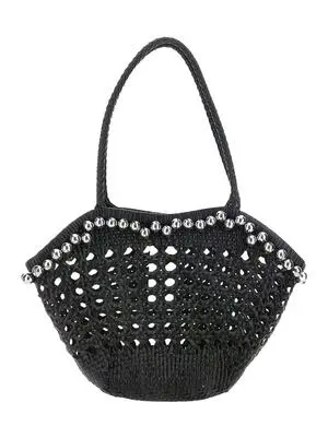 OSOI Lip Woven Bead-embellished Shoulder Bag - Black