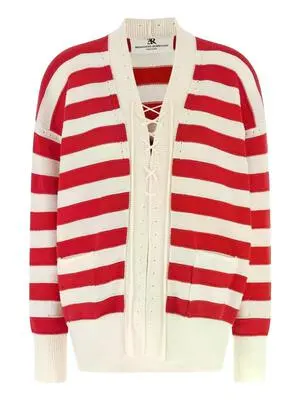 Ermanno Scervino Striped Crochet Cardigan - Red