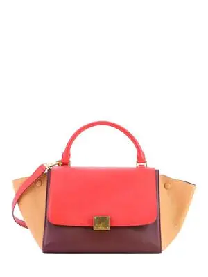Celine Leather Small Trapeze Satchel - Brown