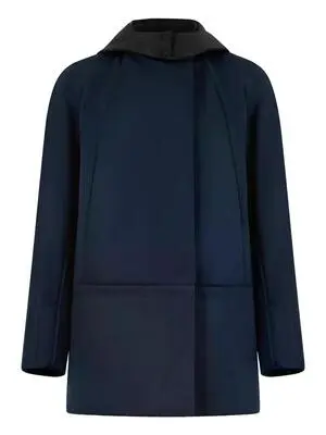 MOORER Hooded Double-breasted Coat - Blue