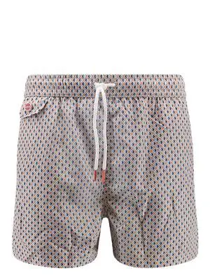 Kiton Geometric-print Swim Shorts - Red