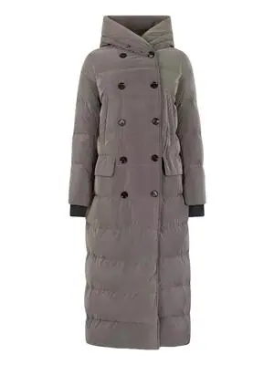 MOORER Padded Double-breasted Hooded Coat - Grey