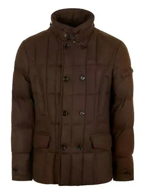 MOORER Button Padded Jacket - Brown