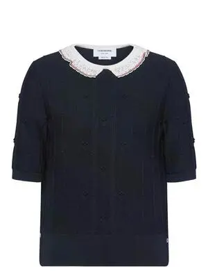 Thom Browne Lace-trimmed T-shirt - Blue