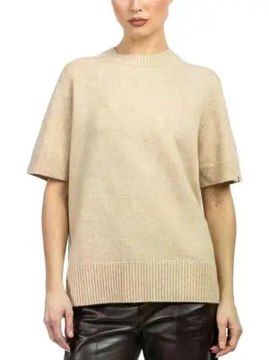 EXTREME CASHMERE X Short-sleeve Ribbed Sweater - Neutrals