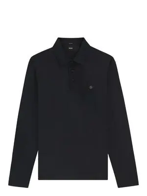 BOSS Long-sleeve Logo Polo Shirt - Black
