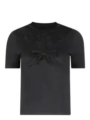 Nina Ricci Bow Lace-inserts Short-sleeves T-shirt - Black