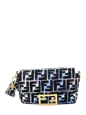 Fendi Baguette Convertible Printed Nylon Mini Belt Bag - Blue