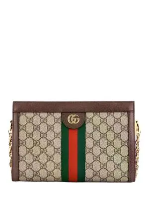 Gucci Ophidia Chain Shoulder Bag Gg Coated Canvas Small - Brown