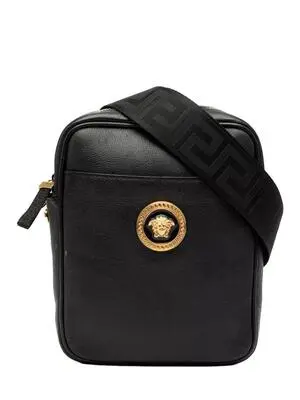 Versace Leather Medusa Crossbody Bag - Black
