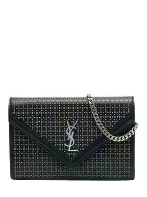 Saint Laurent 2018 Studded Leather Monogram Le Sept Chain Bag - Black