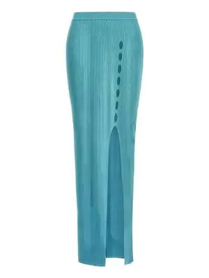 Roberto Cavalli Ribbed Knit Long Skirt - Blue