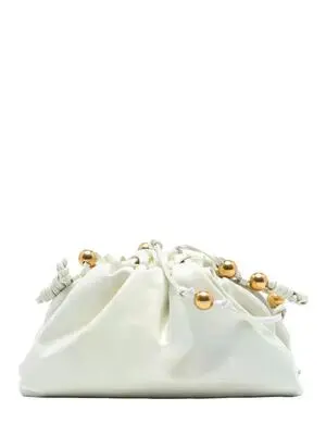 Bottega Veneta The Mini Pouch Crossbody Bag With Beaded Strap - White
