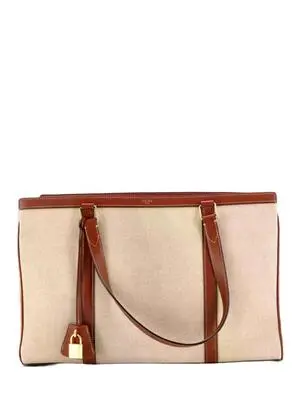 Celine Cabas 16 Canvas With Leather Medium Tote Bag - Brown