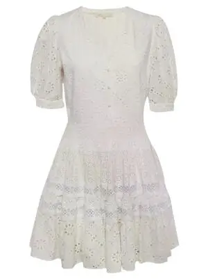 Maje Broderie Anglaise Lace Mini Dress - White