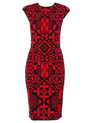 Alexander McQueen Jacquard Knit Mini Dress - Red