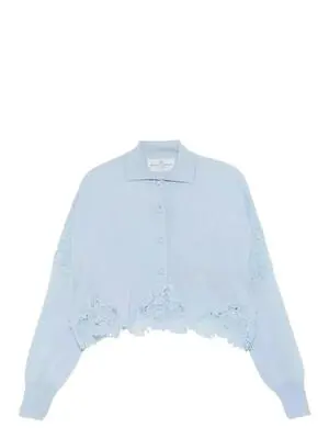 Ermanno Scervino Lace-trimmed Cardigan - Blue