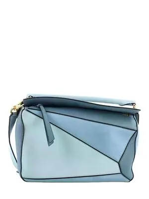 Loewe Puzzle Bag Leather Medium Shoulder Bag - Blue