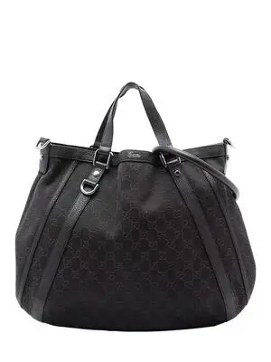 Gucci Gg Denim Abbey D-ring Satchel - Brown