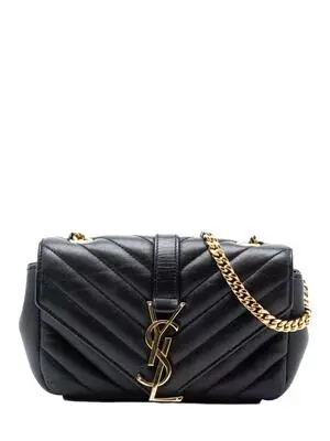 Saint Laurent Mini Monogram Chevron Leather College Satchel - Black