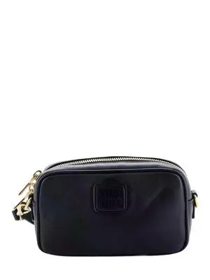 Miu Miu Logo Embossed Leather Camera Crossbody Bag - Black