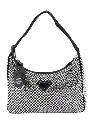 Prada Re-edition 2000 Crystal Embellished Mini Hobo Bag - Metallic
