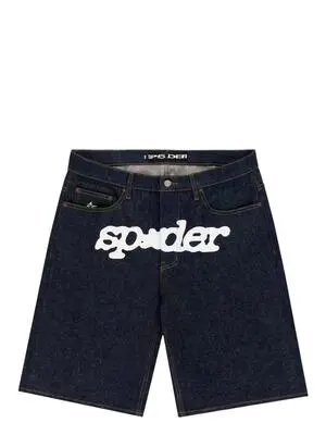 SP5DER V3 Logo Denim Shorts - Blue