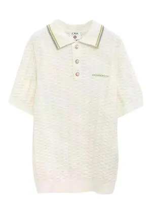 Casablanca Textured Buttoned Polo Shirt - Neutrals