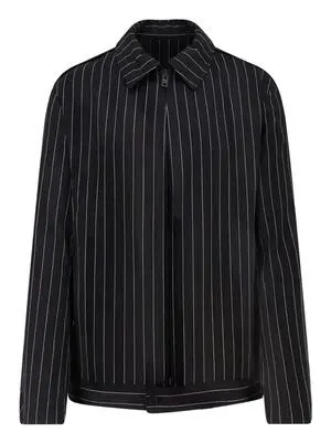 Y3 Pinstripe Zip-up Overshirt - Black