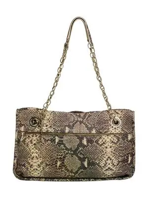Dkny Snakeskin-embossed Shoulder Bag With Chain Strap - Neutrals