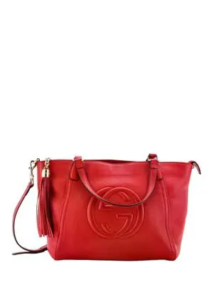 Gucci Soho Convertible Top Handle Leather Satchel Small - Red