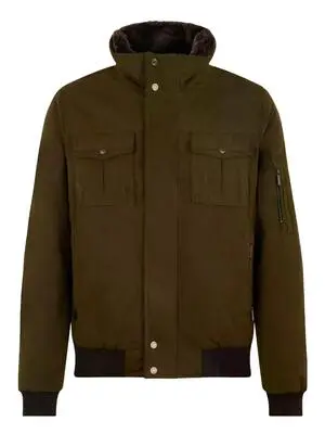 MOORER Buttoned Bomber Jacket - Brown