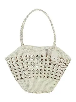 OSOI Lip Braided Openwork Shoulder Bag - White