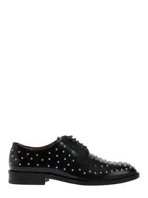 GIUSEPPE ZANOTTI Metal Studded Leather Derby Shoes - Black