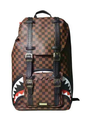 SPRAYGROUND Checkerboard Shark Backpack - Brown