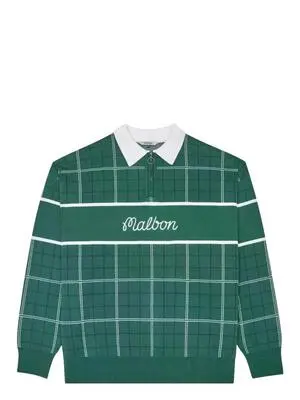 MALBON Plaid Zip Polo Shirt - Green