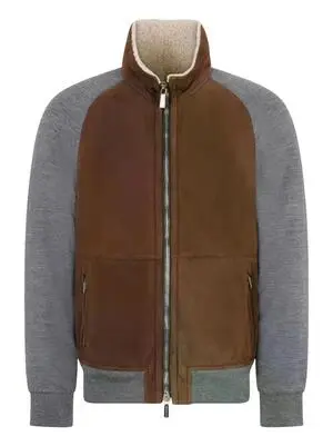 MOORER Zip-up Bomber Jacket - Brown